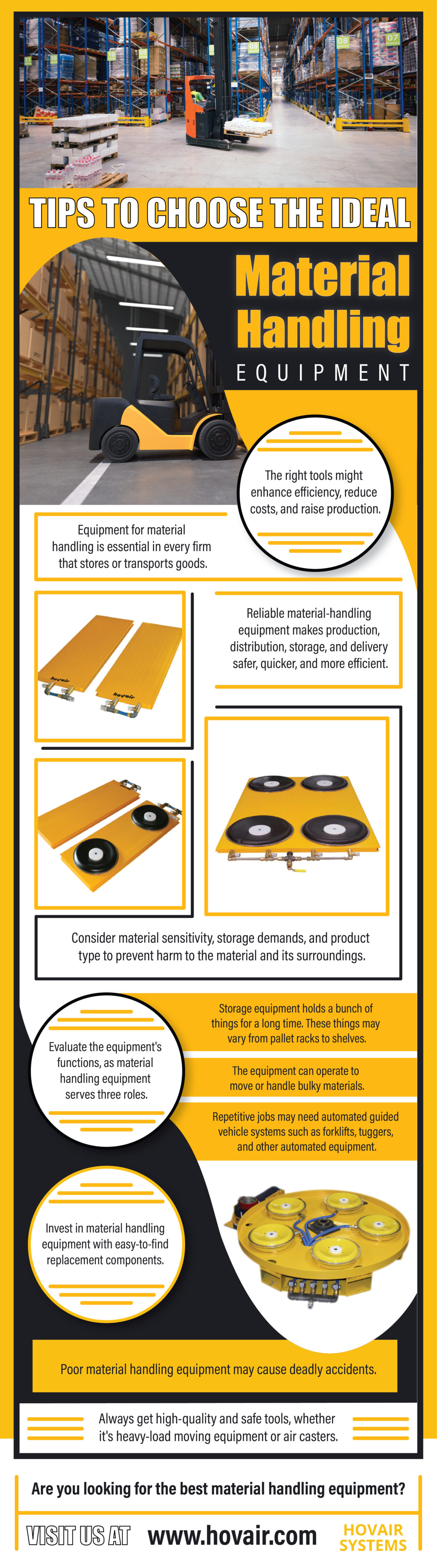 Tips to choose the ideal material handling equipment - Hovair